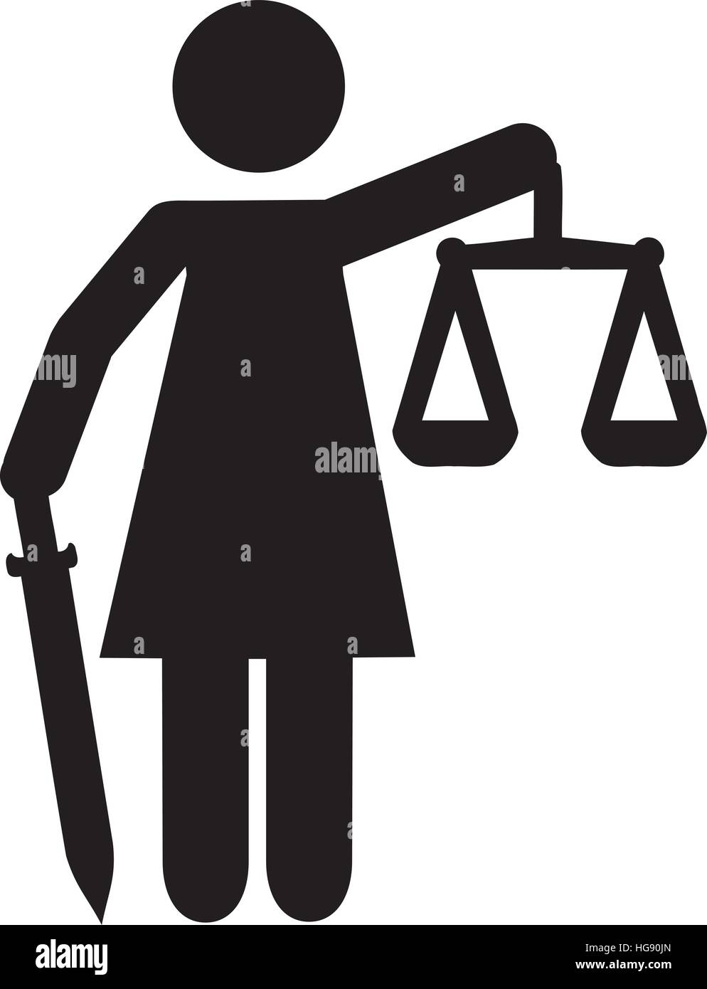 Justitia Statue Piktogramm Stock-Vektorgrafik - Alamy