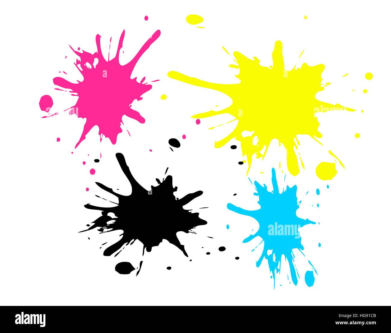 Farbige Flecken mit CMYK-Farben Stockfotografie - Alamy