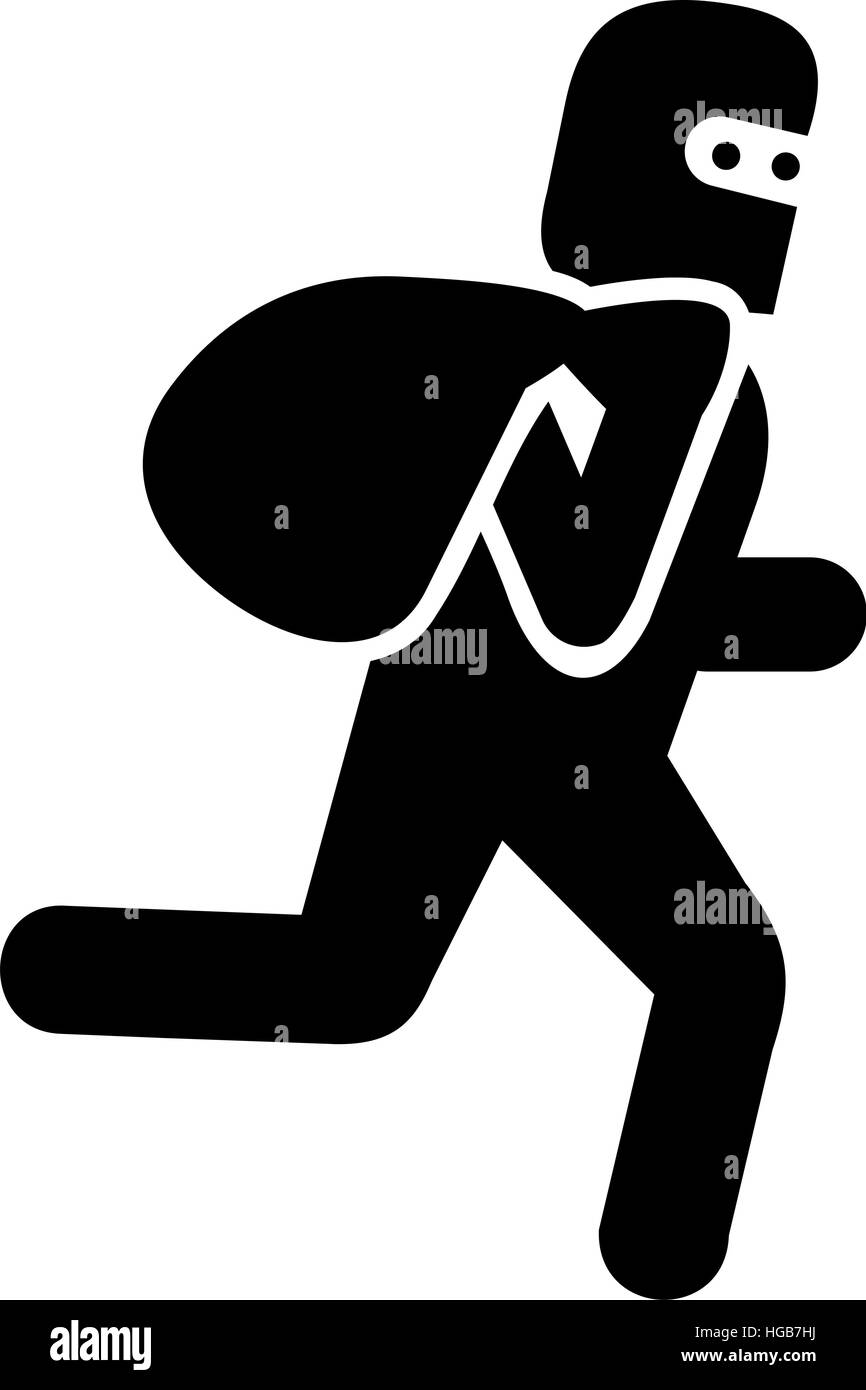 Dieb-Piktogramm mit Geldtasche Stock-Vektorgrafik - Alamy