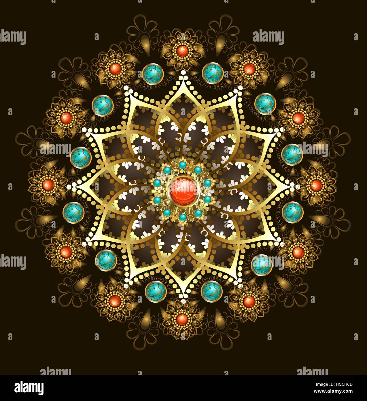 Goldenes blumenmandala Stock-Vektorgrafiken kaufen - Alamy