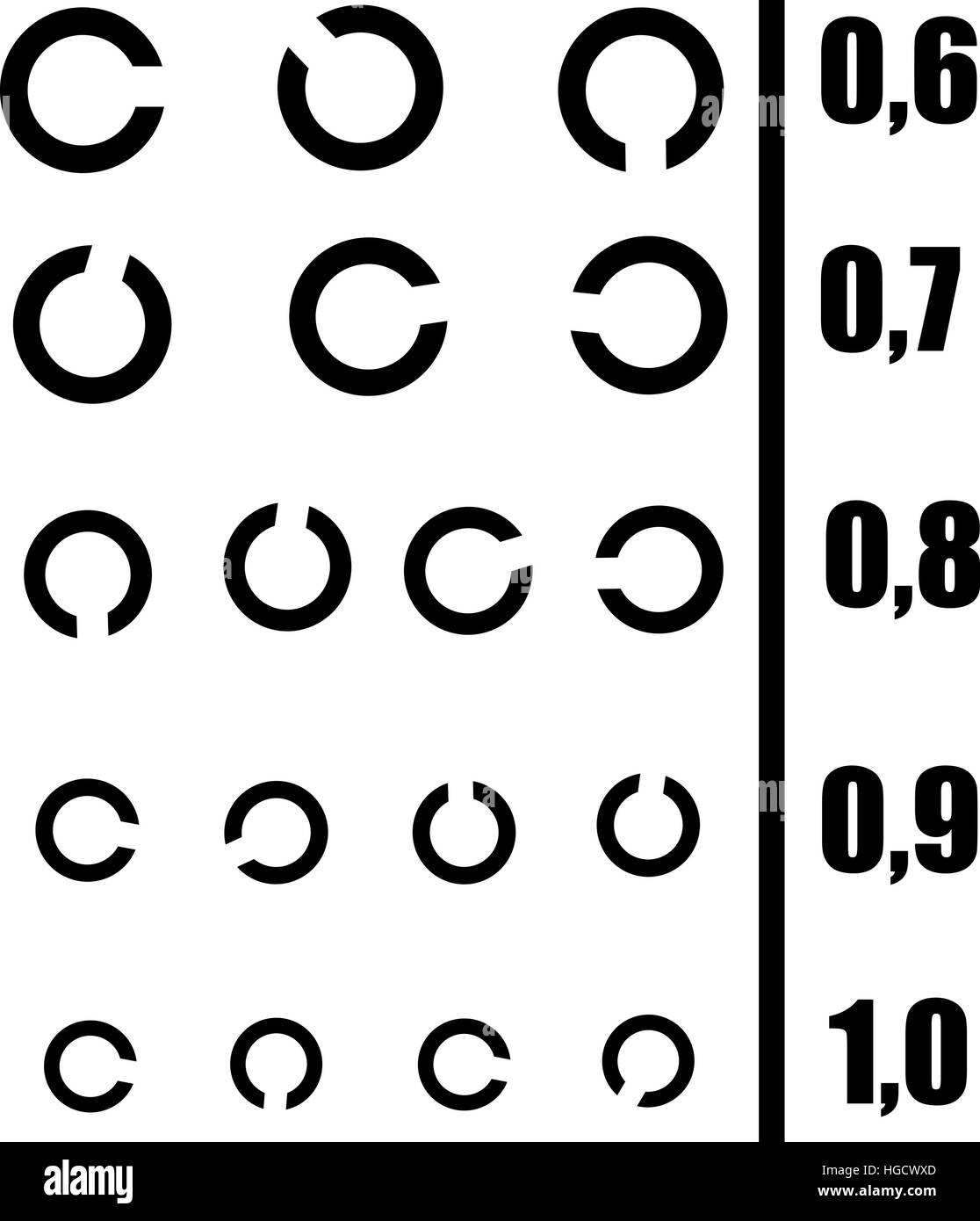 Sehtest mit Kreisen Stock-Vektorgrafik - Alamy