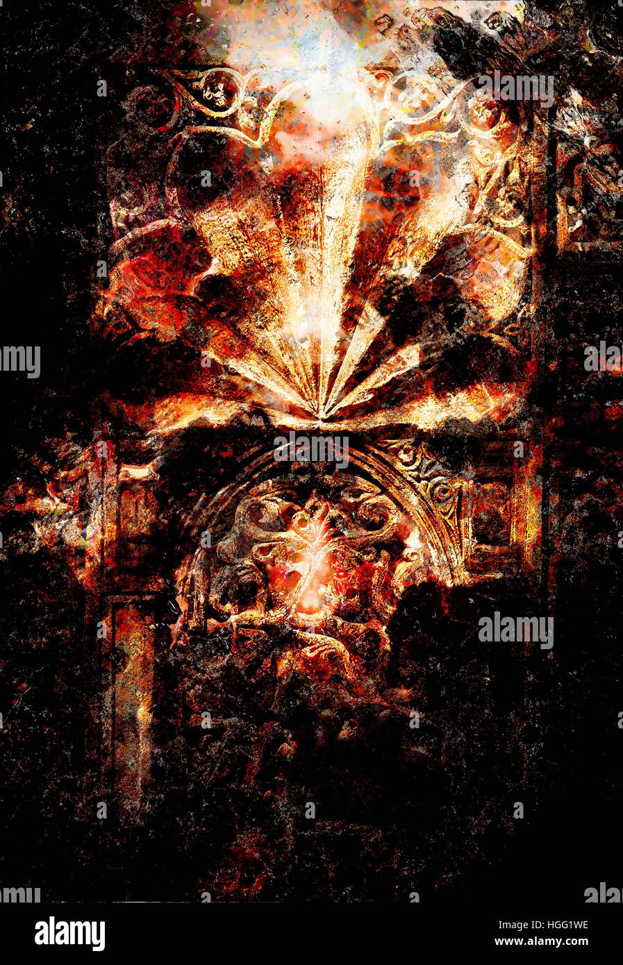 Tor-Portal mit alten ornamentalen Struktur, Compter Collage ...