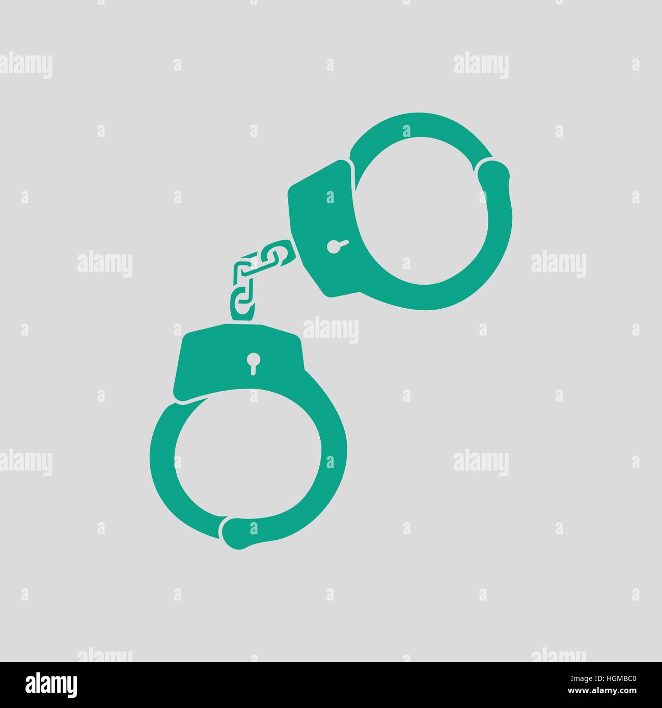 Handschellen-Symbol. Grauer Hintergrund mit grün. Vektor-Illustration ...