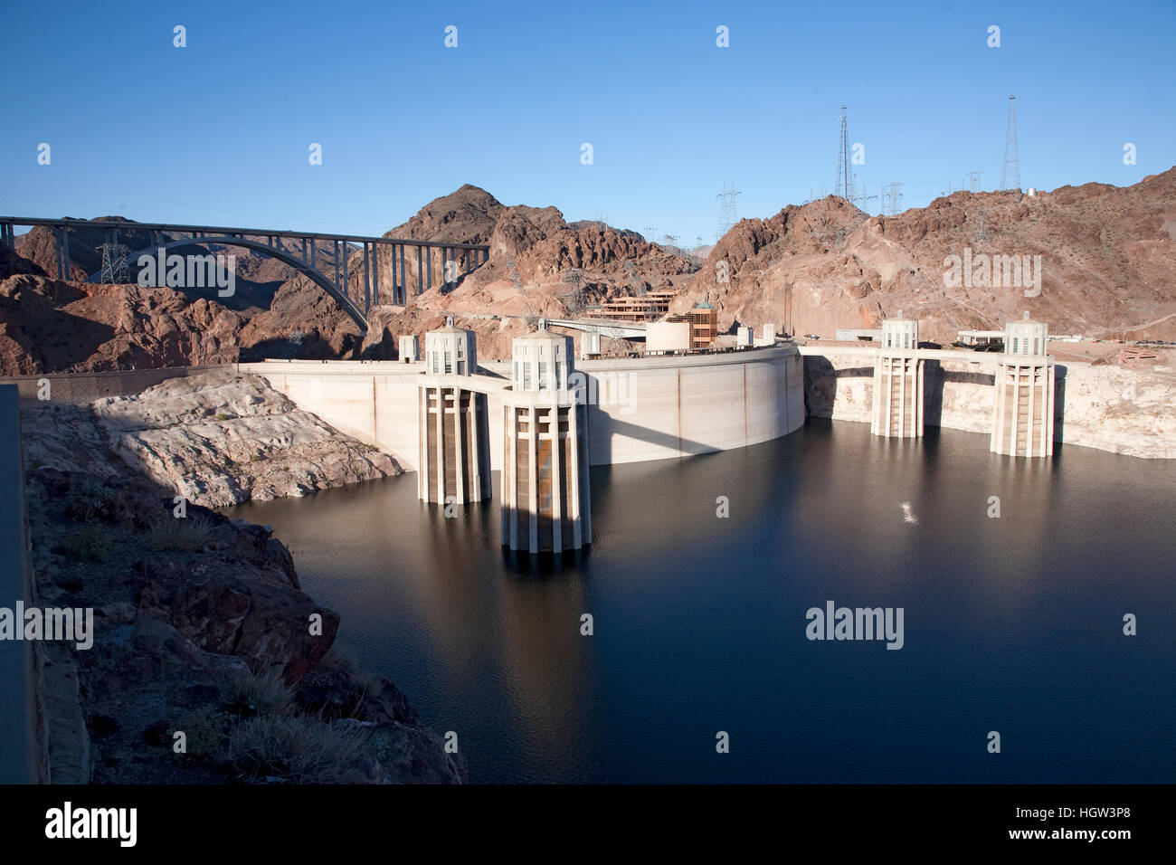 Boulder City, Hoover-Staudamm (ehemals Boulder Dam) und Lake Mead ist ...