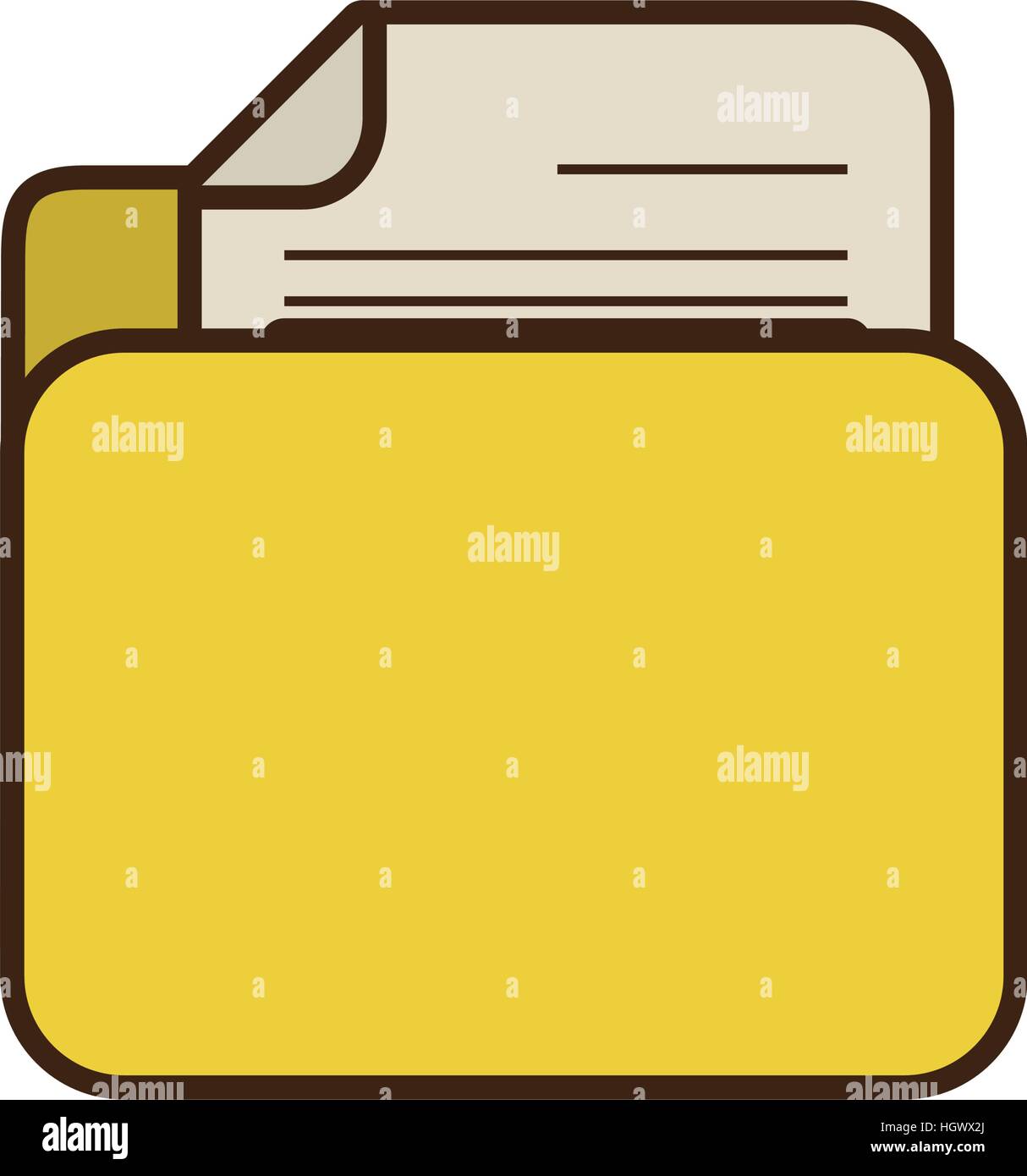 Cartoon-gelben Ordner Datei Dokument Bericht Papier Vektor Illustration ...