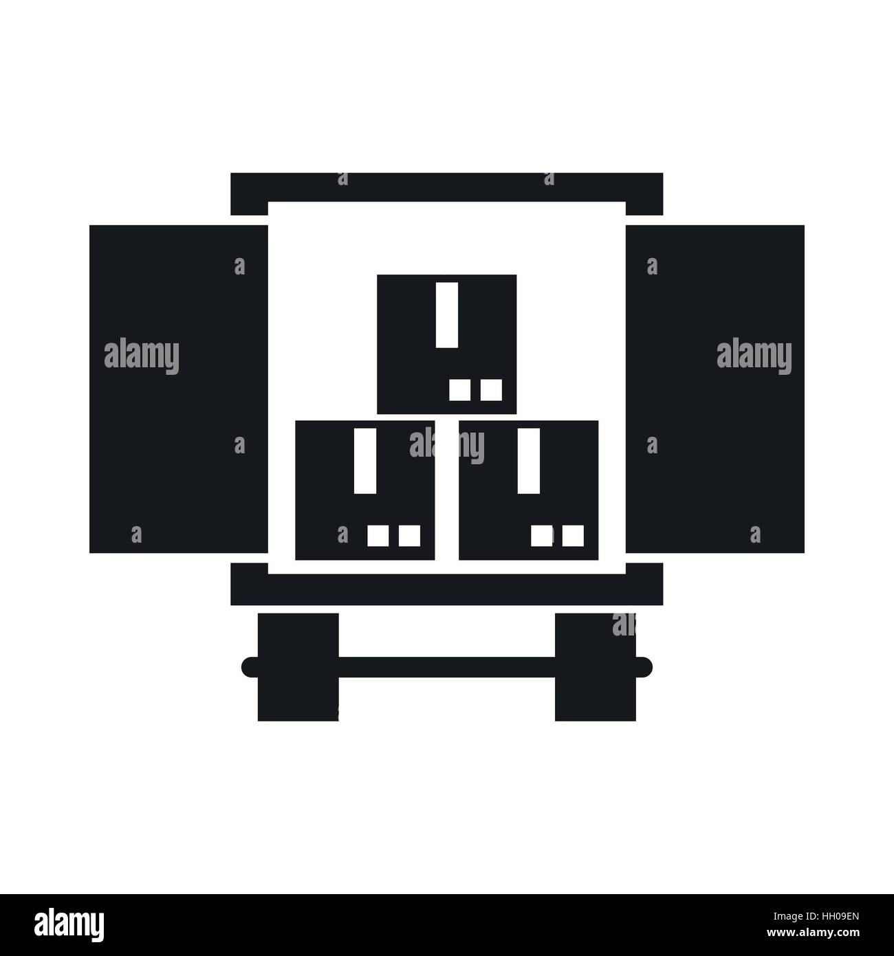 LKW-Ladung mit Last-Symbol im einfachen Stil isoliert auf weißem ...