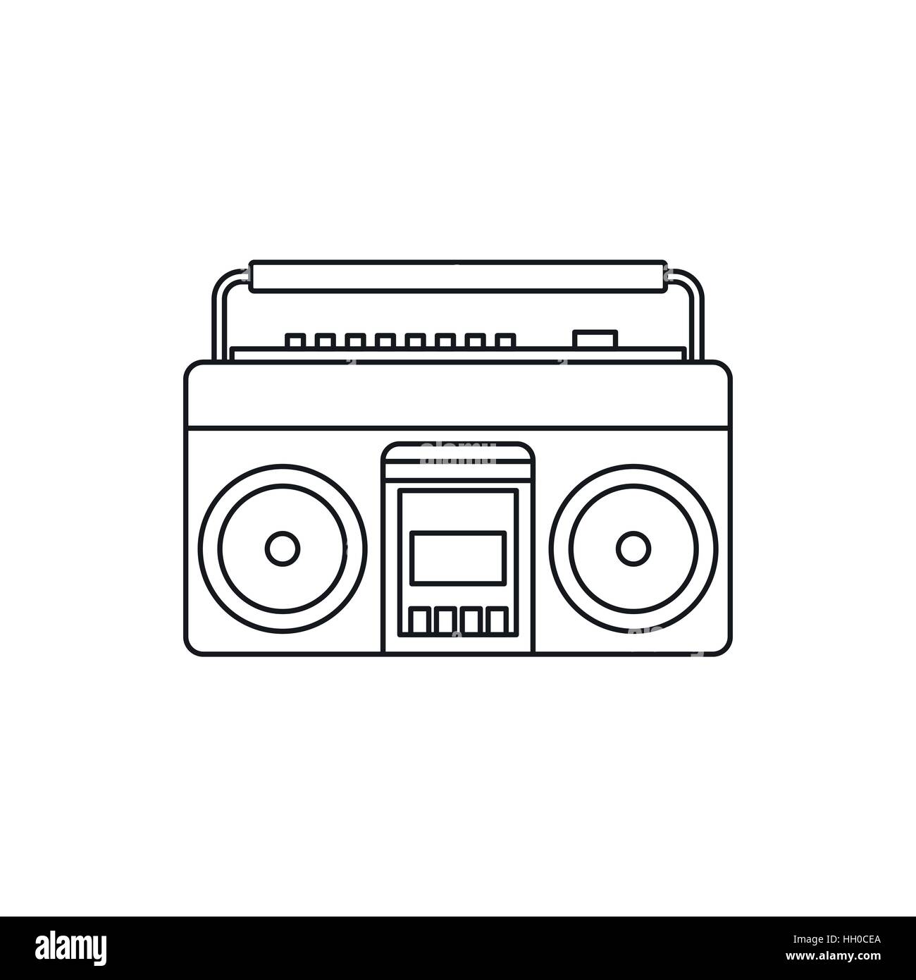 Klassische Boombox Symbol, Umriss-Stil Stock-Vektorgrafik - Alamy