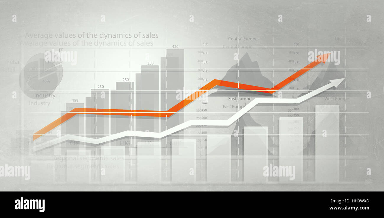 Hintergrundbild mit Dynamik von Diagrammen und Graphen Stockfotografie ...