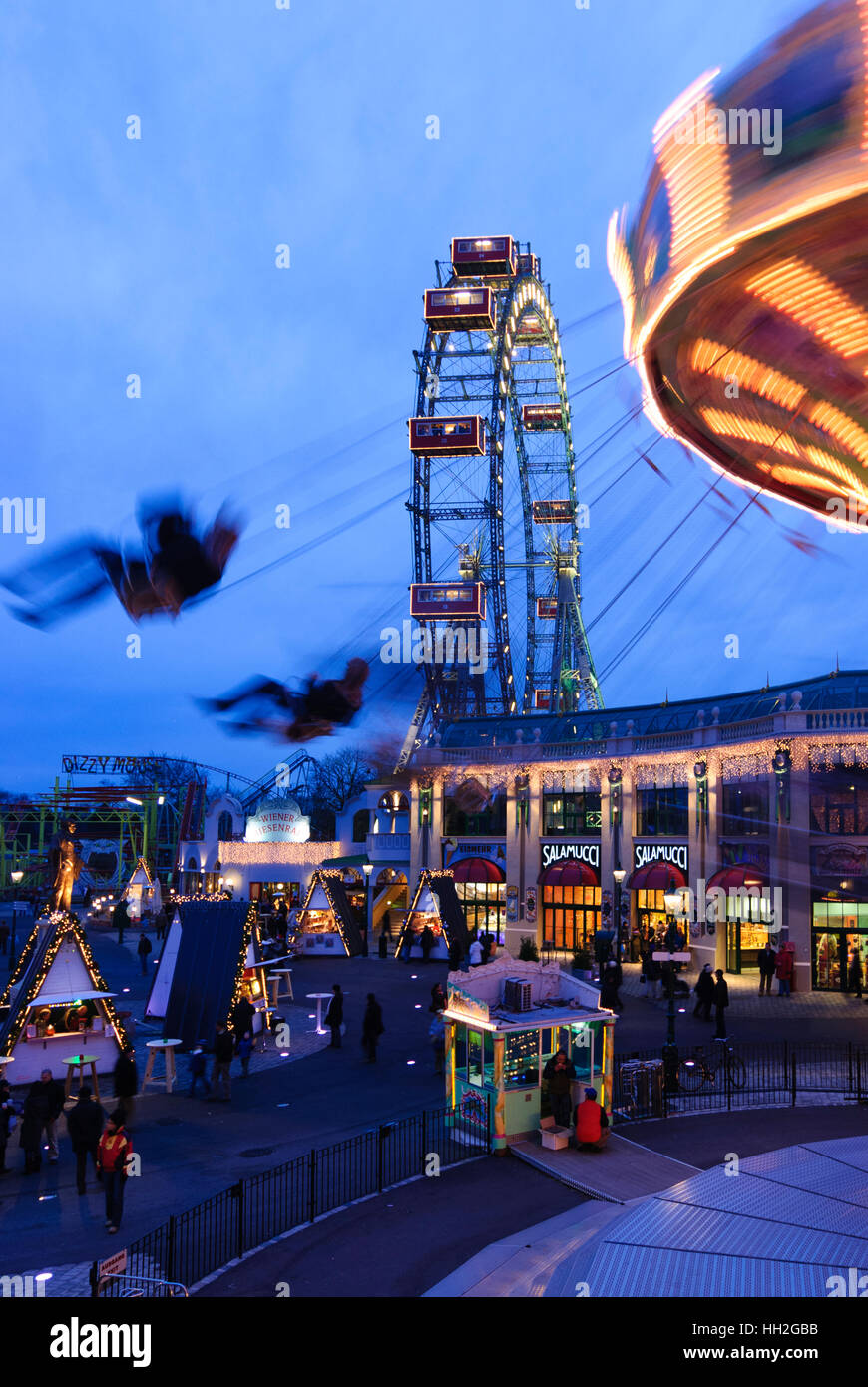 Wien, Wien: Prater; quadratische Riesenradplatz und Riesenrad mit ...