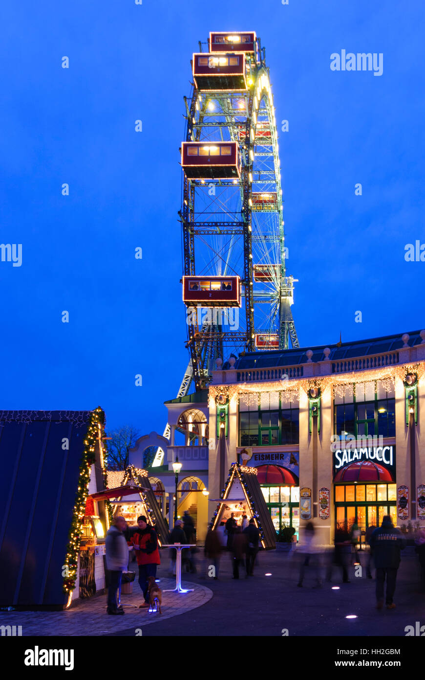 Wien, Wien: Prater; quadratische Riesenradplatz und Riesenrad mit ...