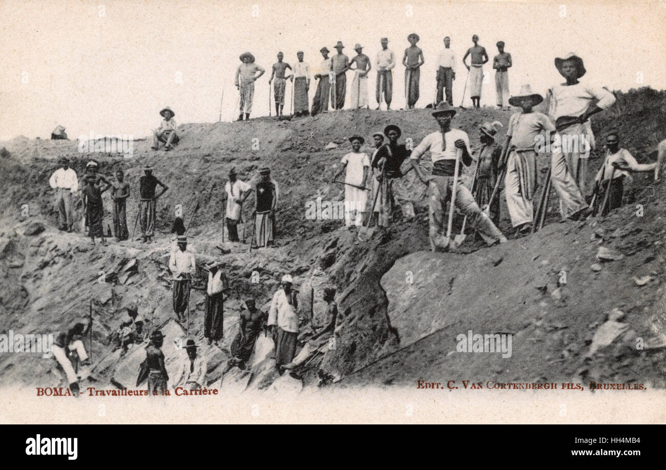Steinbruch-Arbeiter, Boma, Belgisch-Kongo, West-Afrika Stockfotografie ...