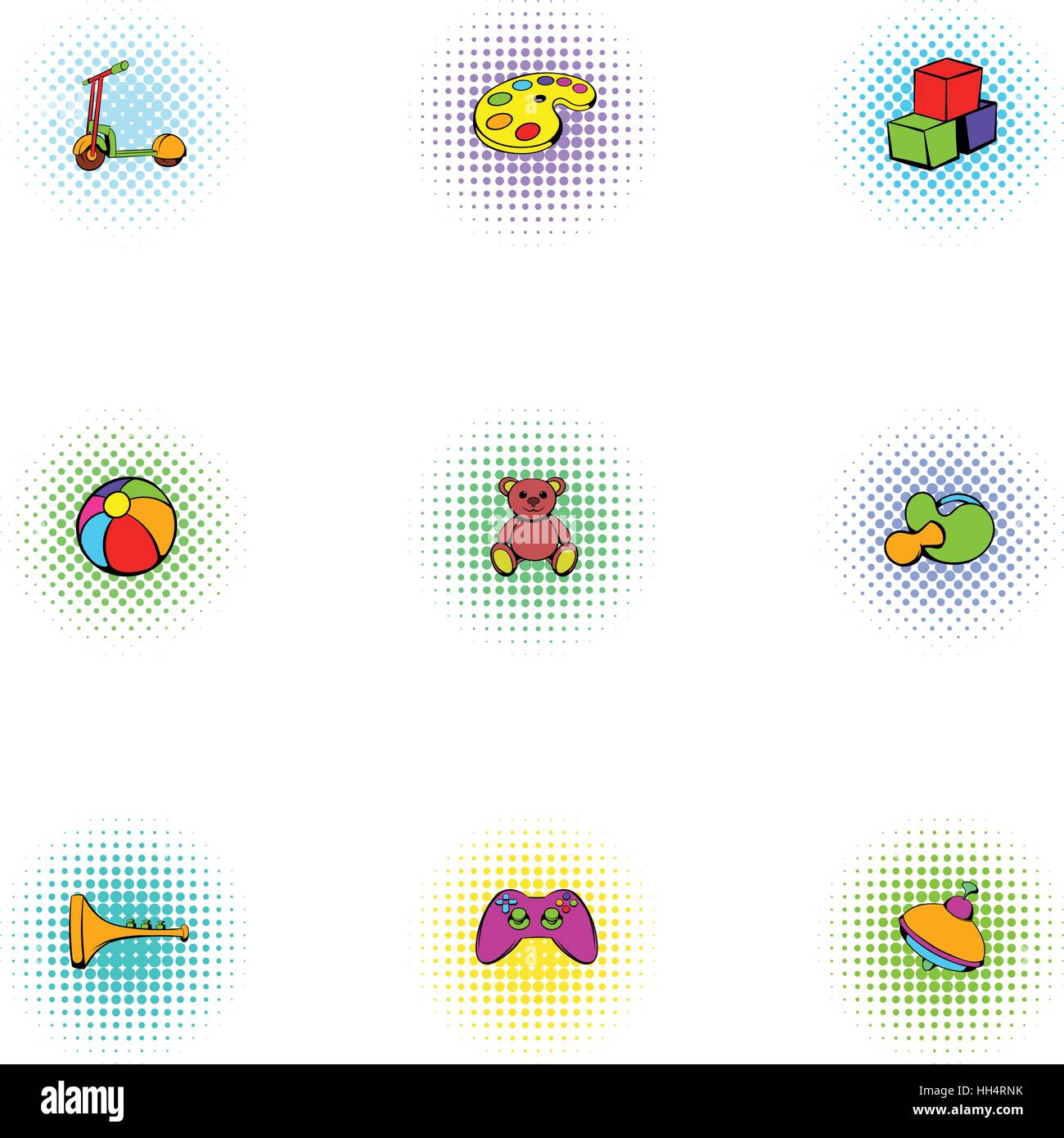 Kind spielen Symbole gesetzt, Pop-Art-Stil Stock-Vektorgrafik - Alamy