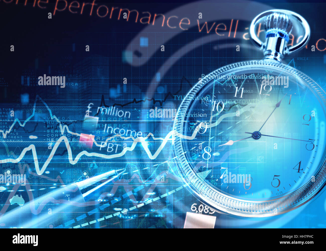 Hintergrundbild mit Dynamik von Diagrammen und Graphen Stockfotografie ...