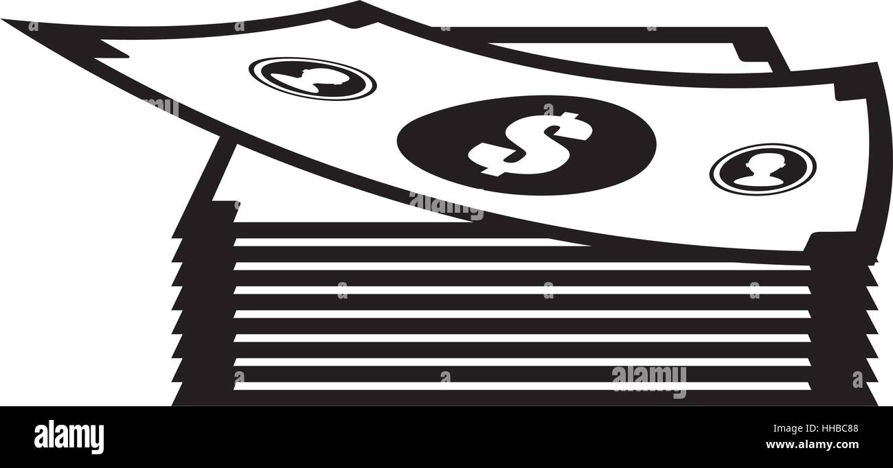 Geldscheine oder Bündel Geldscheine auf weißem Hintergrund. Vektor ...