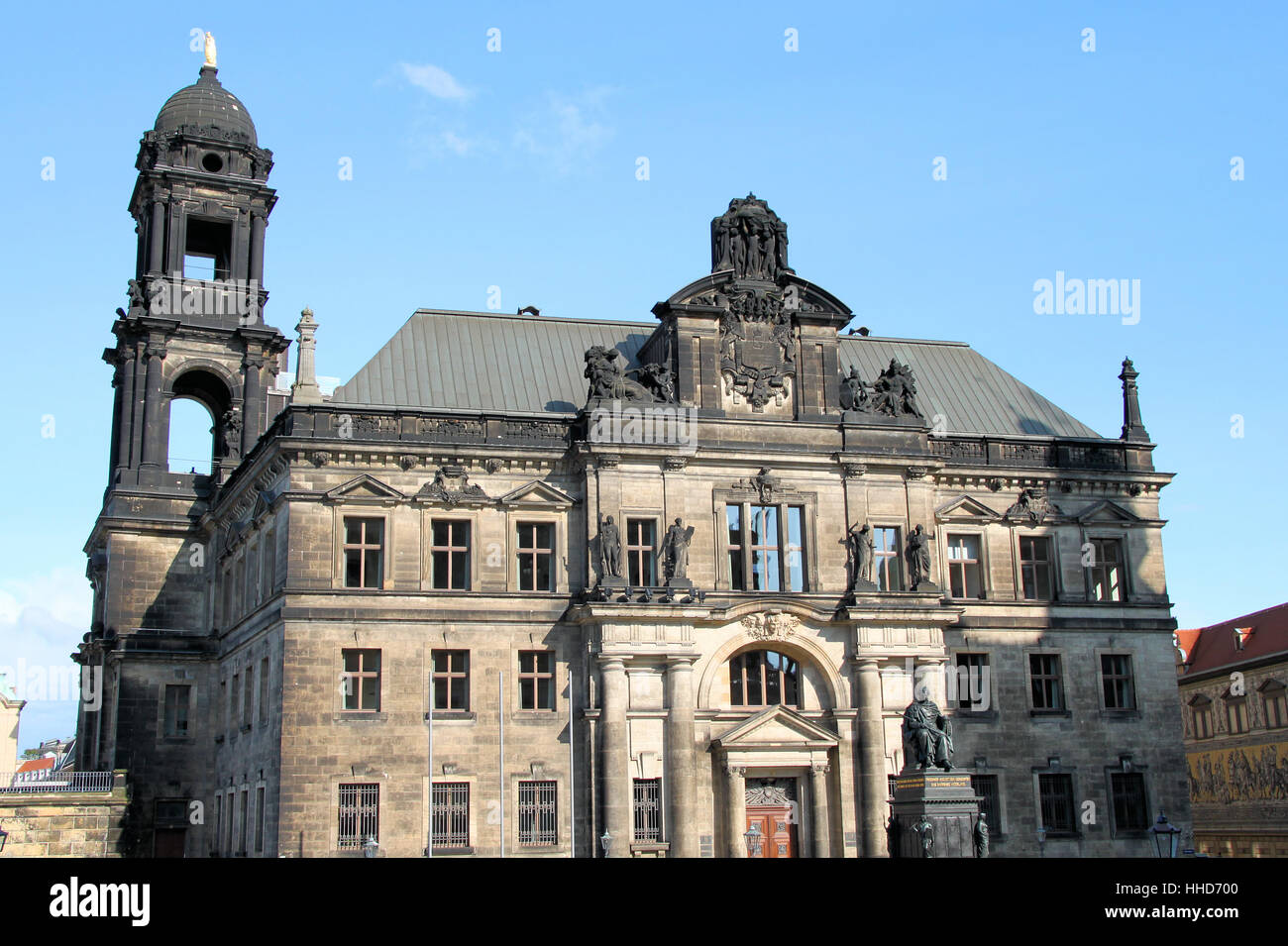 Turm, historisch, Barock, Sandstein, Sachsen, Dresden, Tower ...