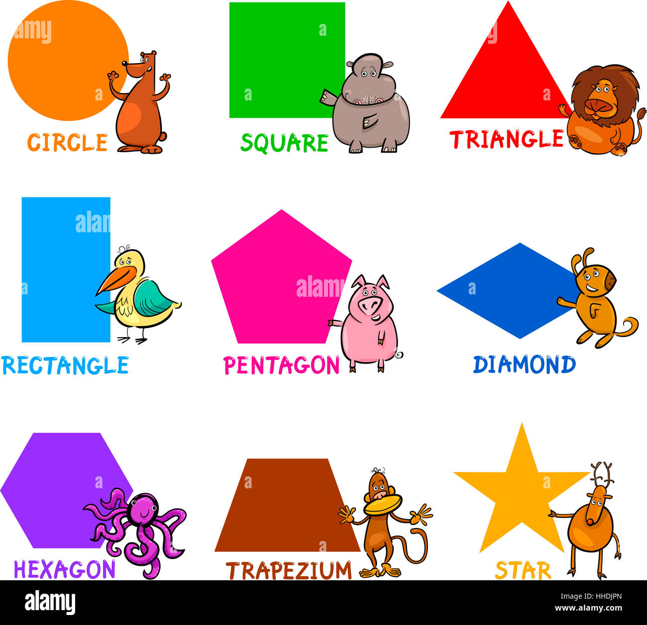 Bildung, Illustration, Quadrat, Kreis, Geometrie, Dreieck, Cartoon ...