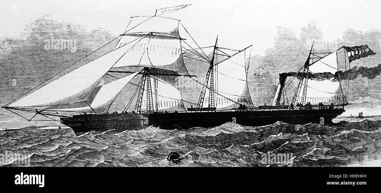 Porträt der Schraube Dampfer und Segeln Schiff, auf dem Kentish Knock ...