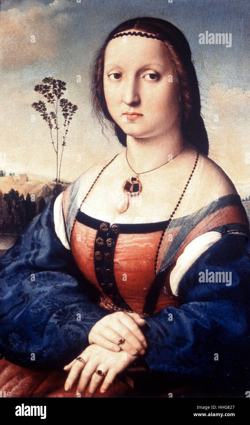 Portrait von Maddalena Doni; Ölgemälde auf Holz, von der italienischen ...