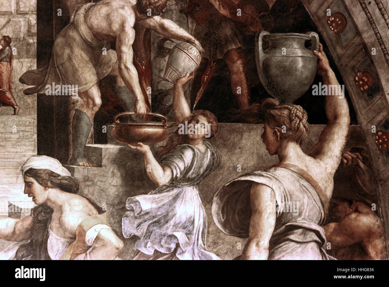 Das Feuer in den Borgo (Detail); 1514; Fresko von der italienischen Hochrenaissance Artist ...
