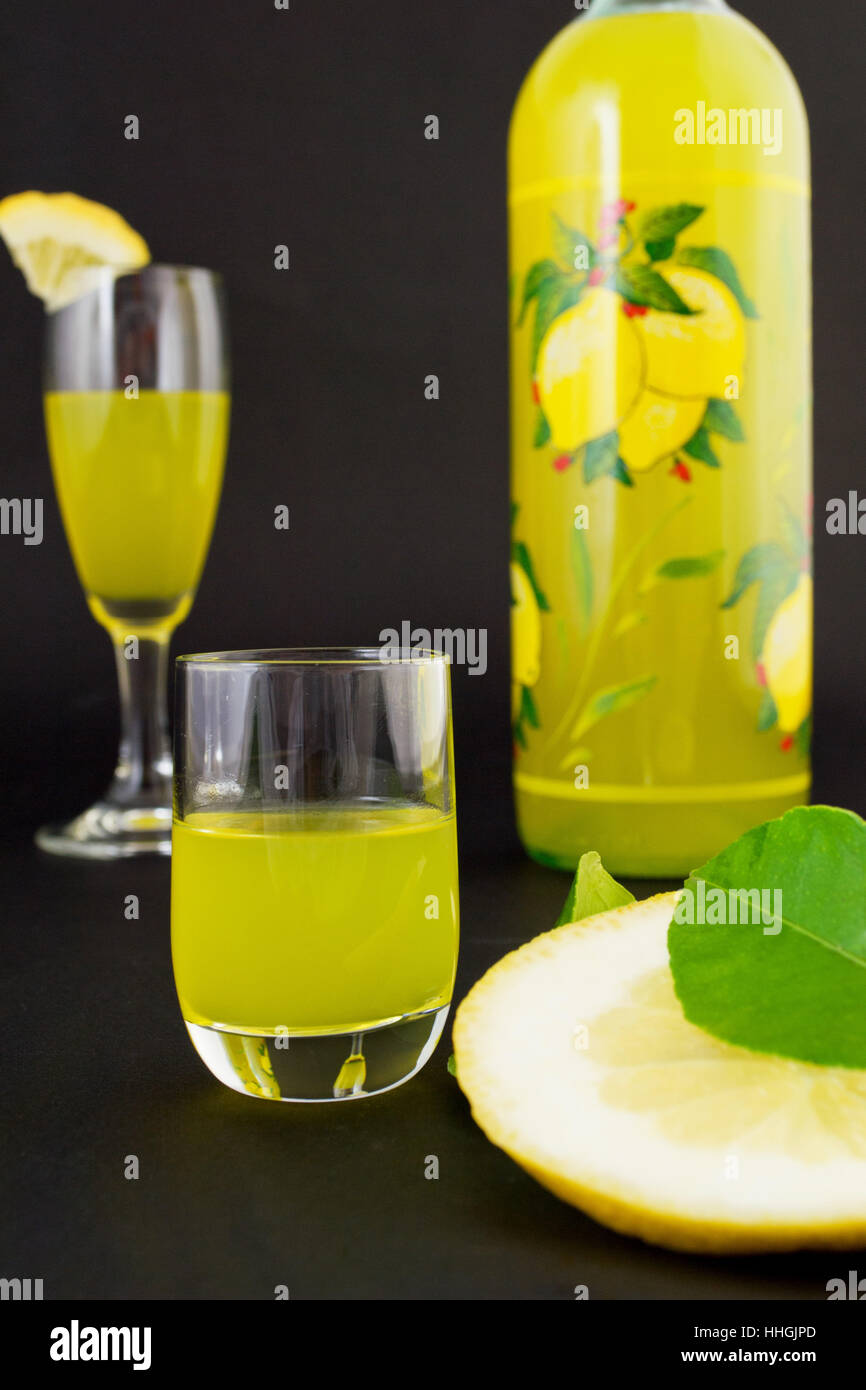 Getränke, Alkohol, Likör, Schnaps, Zitrone, Zitrone, Detail, trinken ...