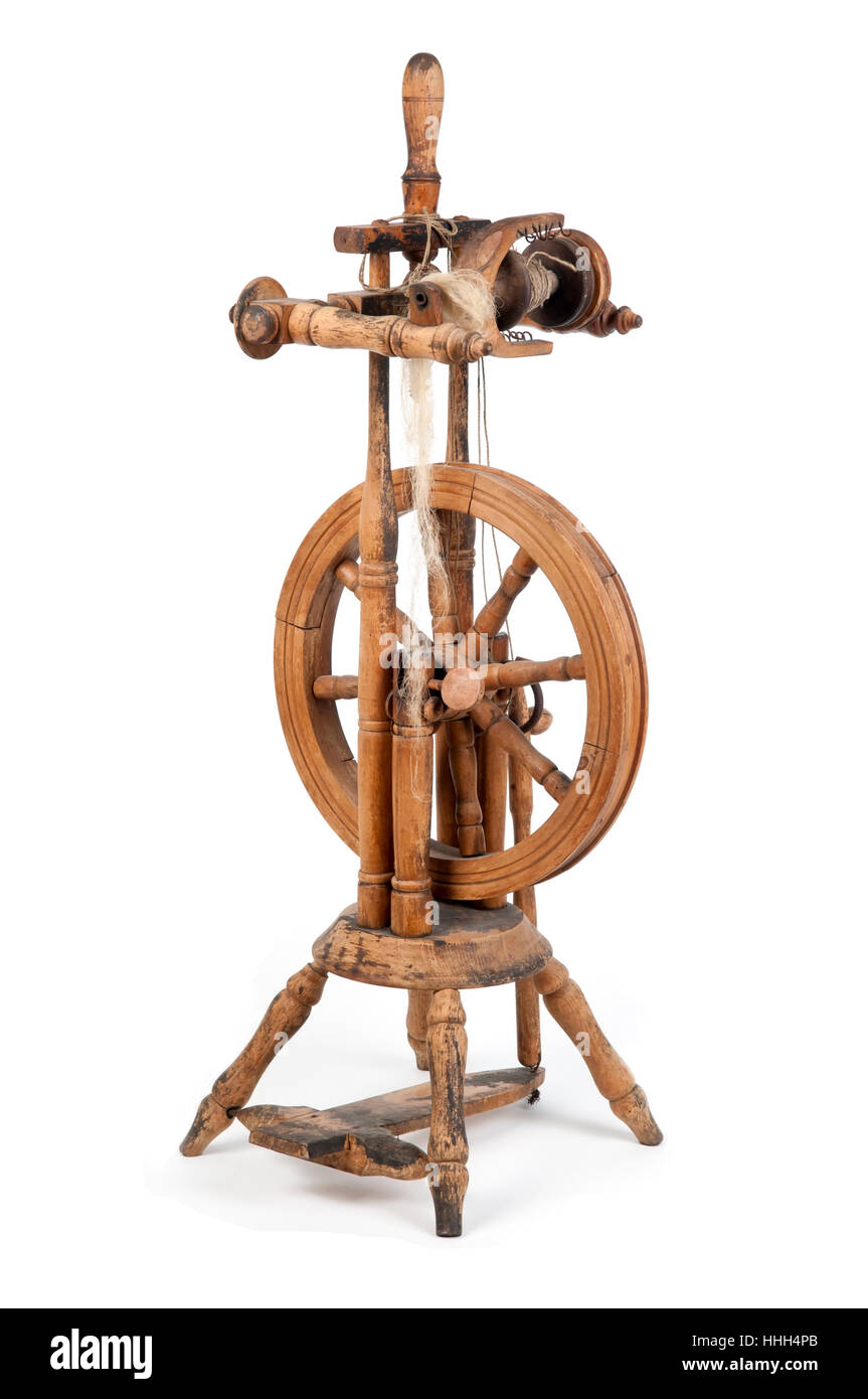 Arbeiten Sie Einheit, historische, Rad, antik, retro, Spinnrad, Spindel ...