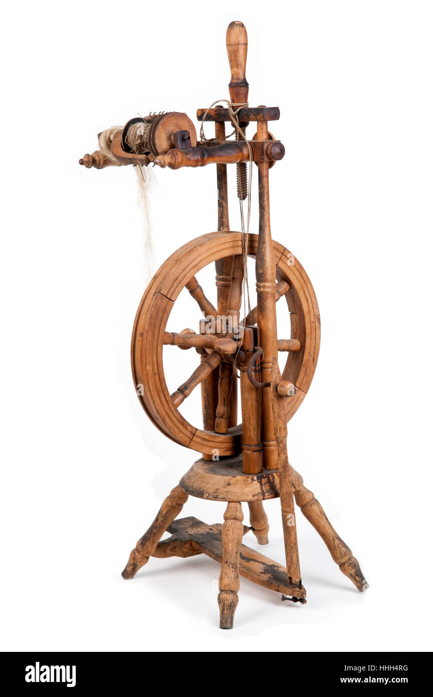 Arbeiten Sie Einheit, historische, Rad, antik, retro, Spinnrad, Spindel ...