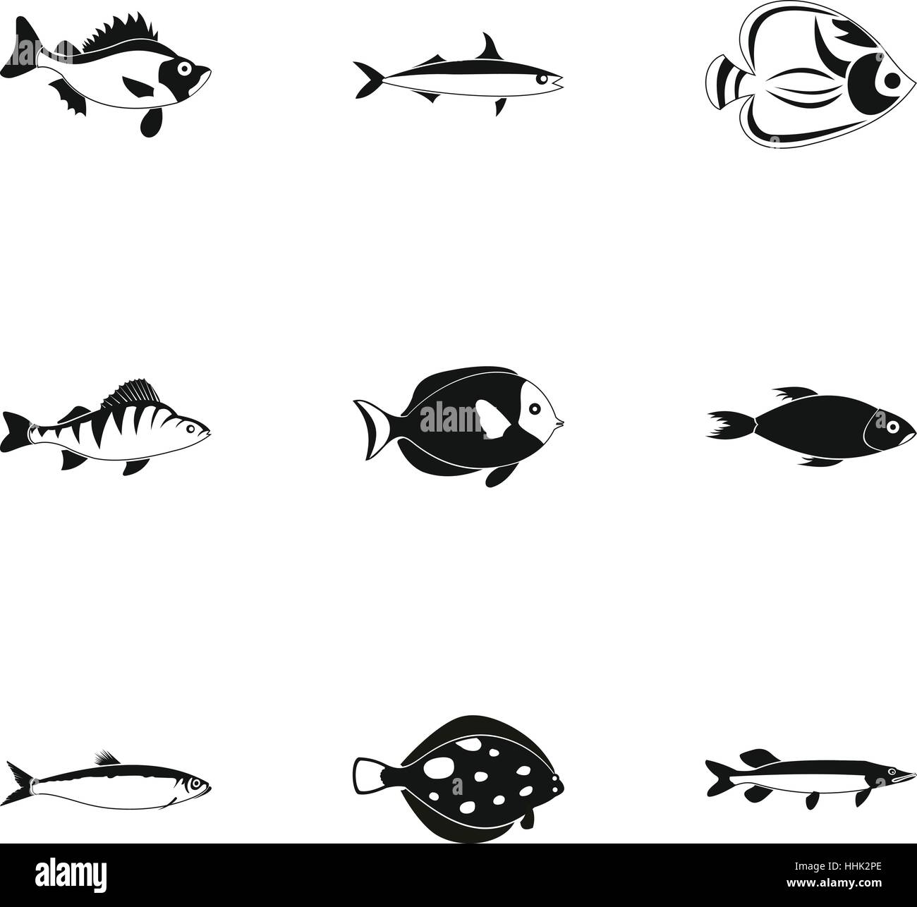 Fisch-Symbole-Set, einfachen Stil Stock-Vektorgrafik - Alamy