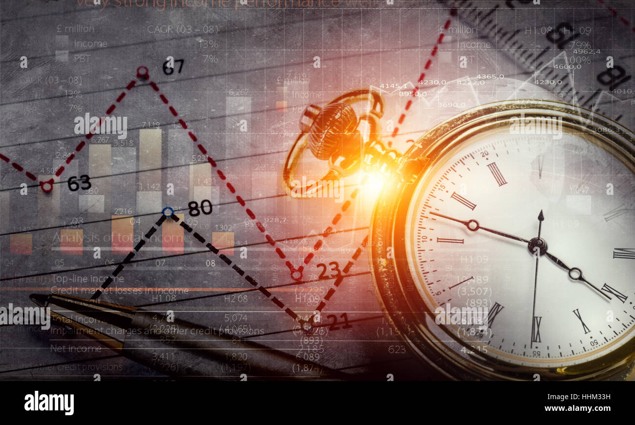 Hintergrundbild mit Dynamik von Diagrammen und Graphen Stockfotografie ...