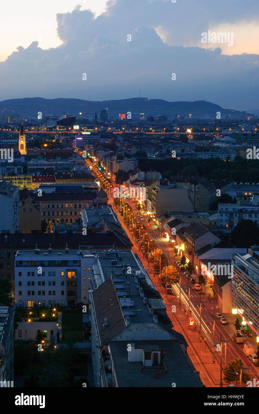 Wien, Wien: Blick vom Hochhaus in Simmering zum Zentrum Stadt, 00 ...