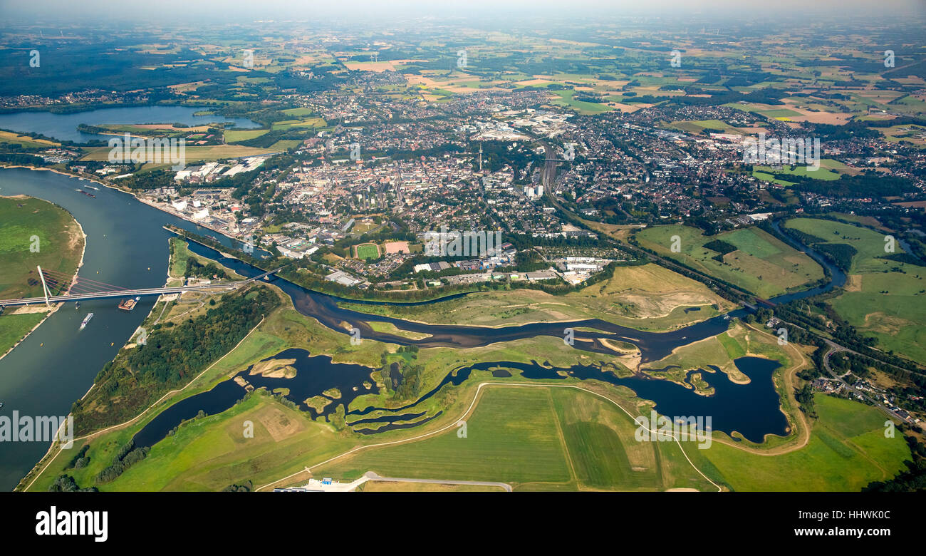 Lippe-Mündung fließt der Rhein, Lippe-Delta, Wesel, Ruhr district ...