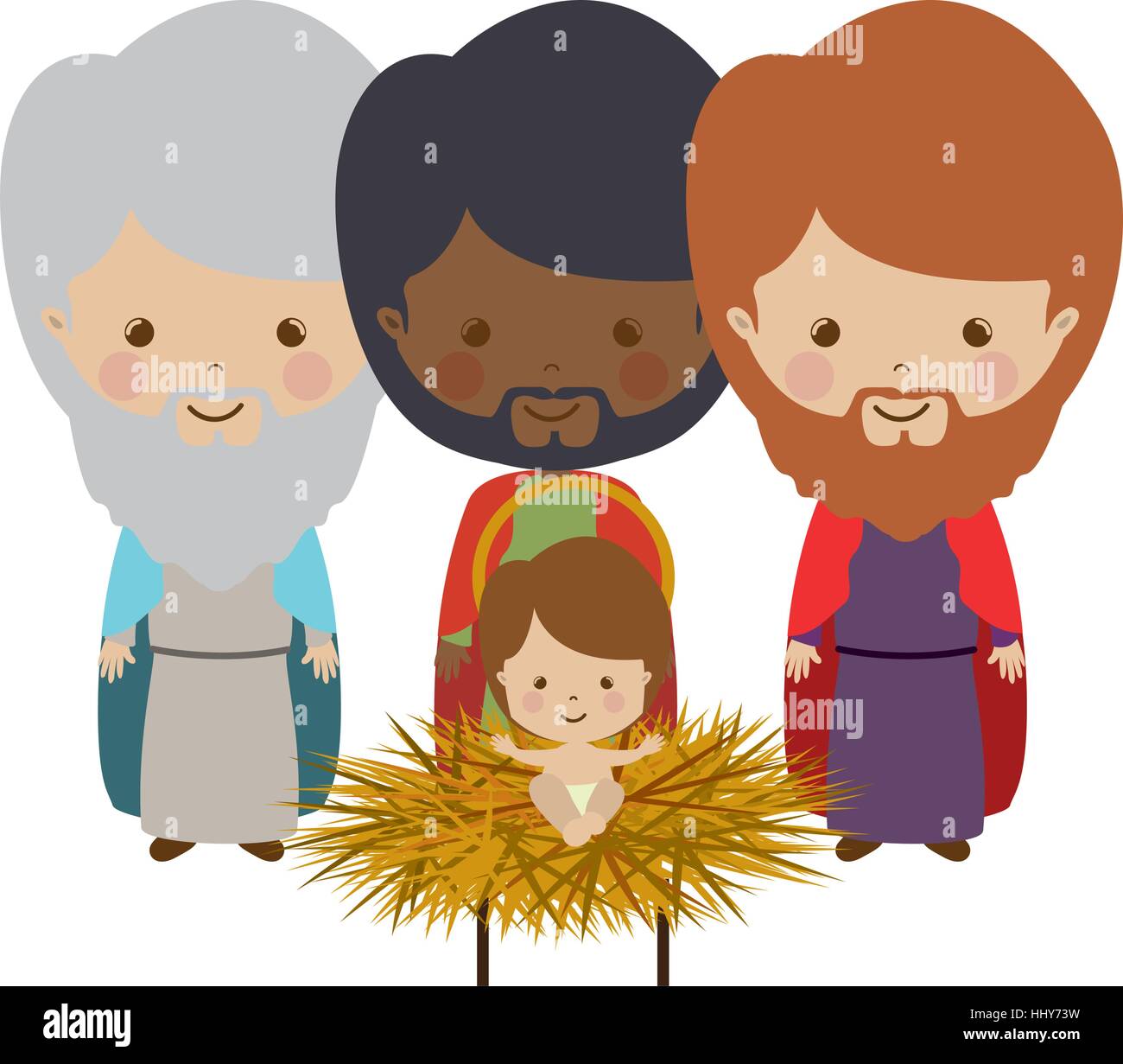 Weiser Mann mit einem Baby Jesus Cartoon-Vektor-Illustration Stock ...