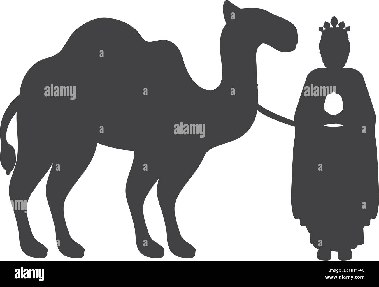 Silhouette weiser Mann mit Kamel Symbol flach Vektor-illustration Stock ...