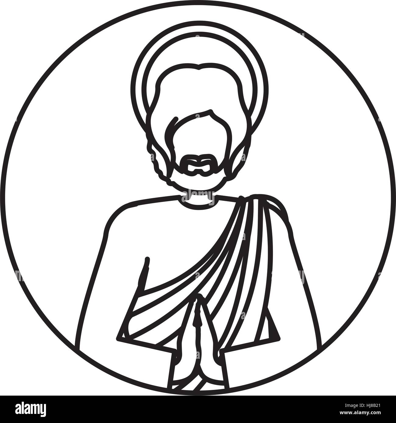 Runde Form mit Kontur der halbe Körper Bild Saint Joseph beten Vektor ...