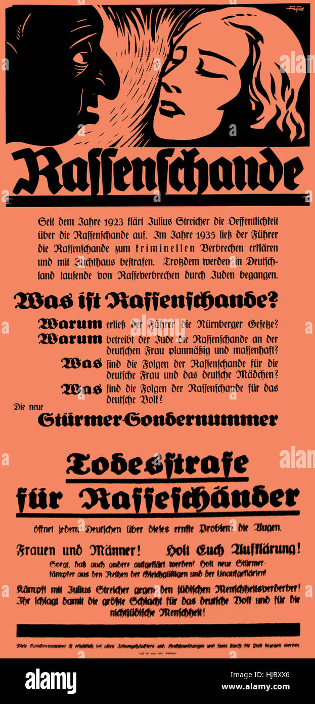 DER STÜRMER Nazi-Propaganda-Zeitung 1923-1945. Anti-Semitic Plakat in ...