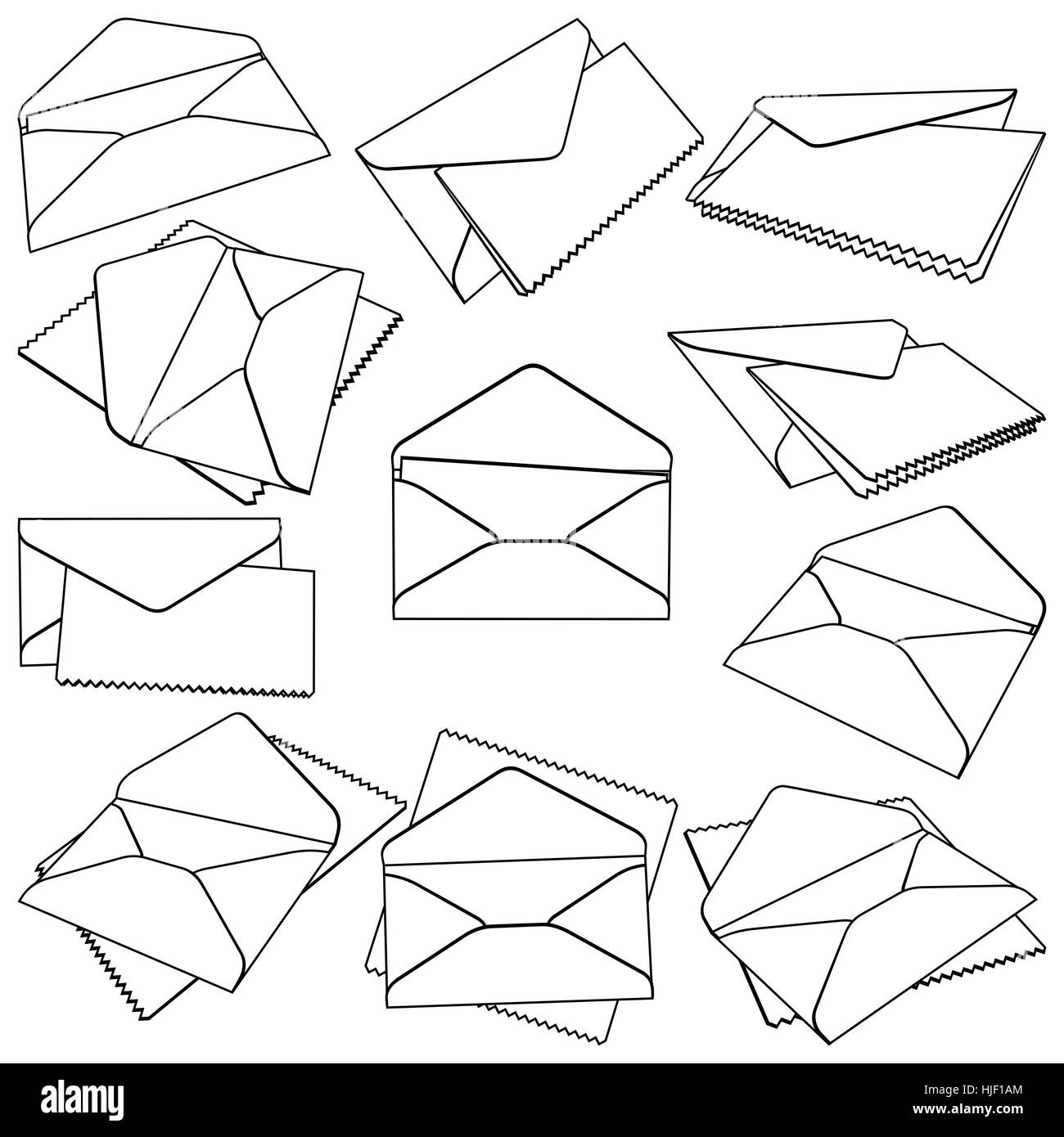 öffnen, Kontur, Brief, Briefumschlag, Entdeckeln, Piktogramm, Symbol ...