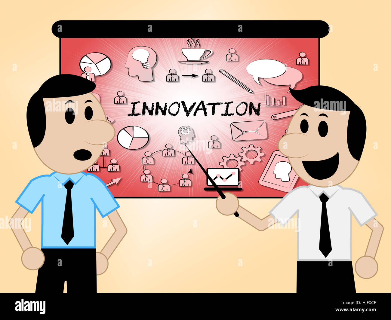 Innovation-Symbole-Zeichen, die innovative Transformation angibt und ...