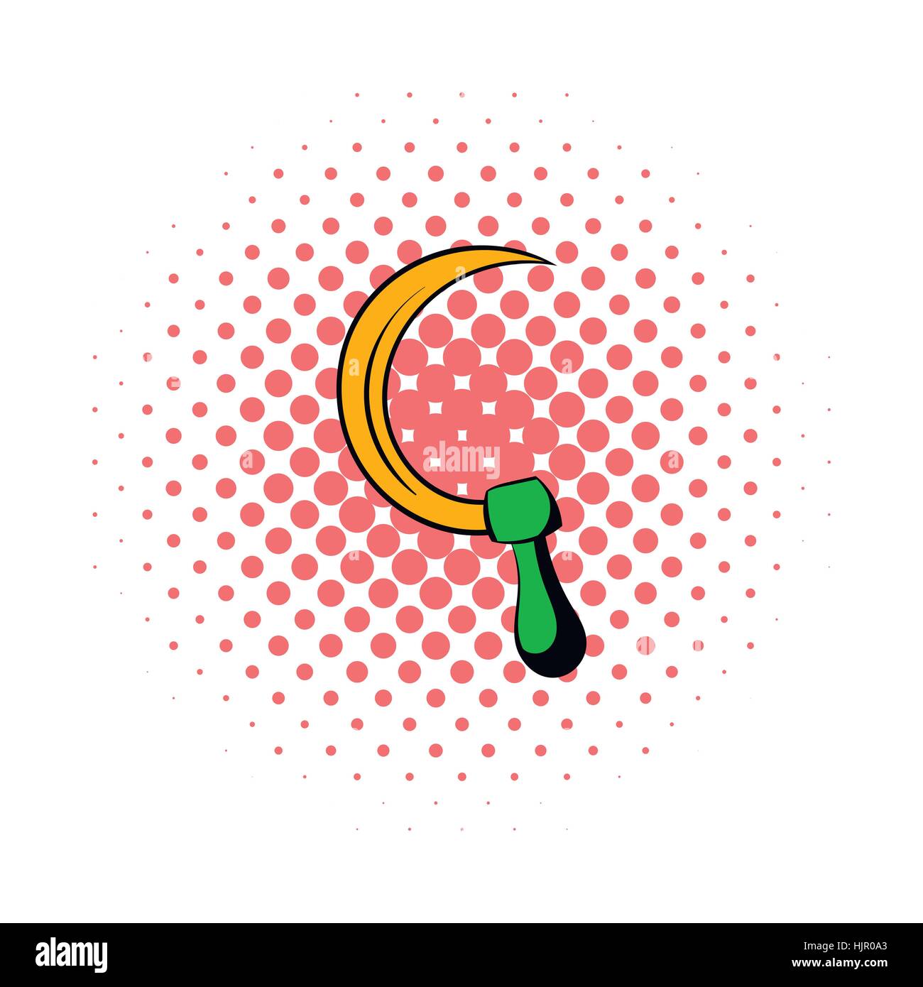 Sichel-Symbol im Comic-Stil auf einem weißen Hintergrund Stock ...
