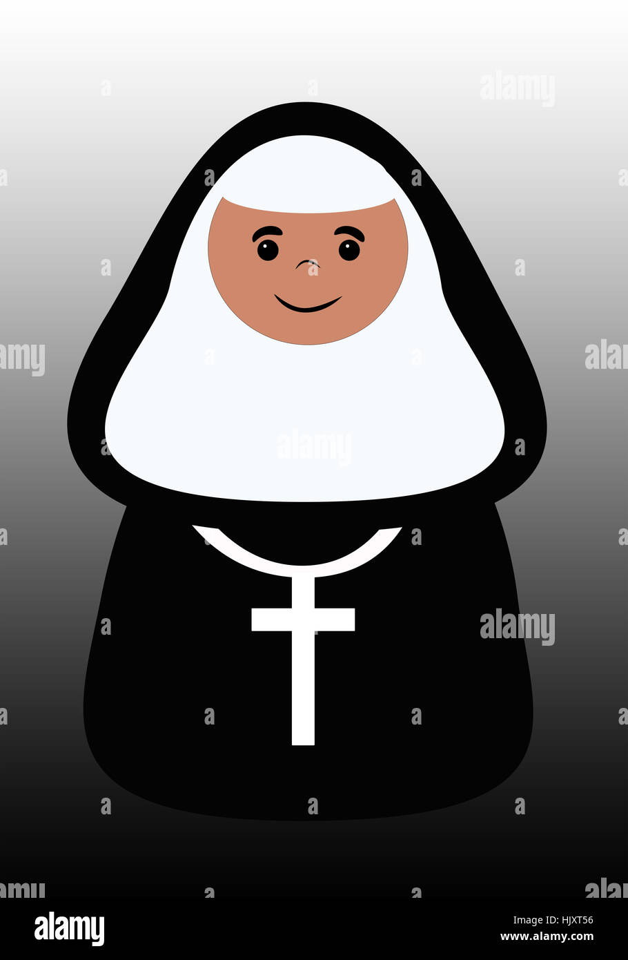 Religion, Kirche, Comic, Kreuz, Nonne, ein erklärter Nonne, Hingabe ...