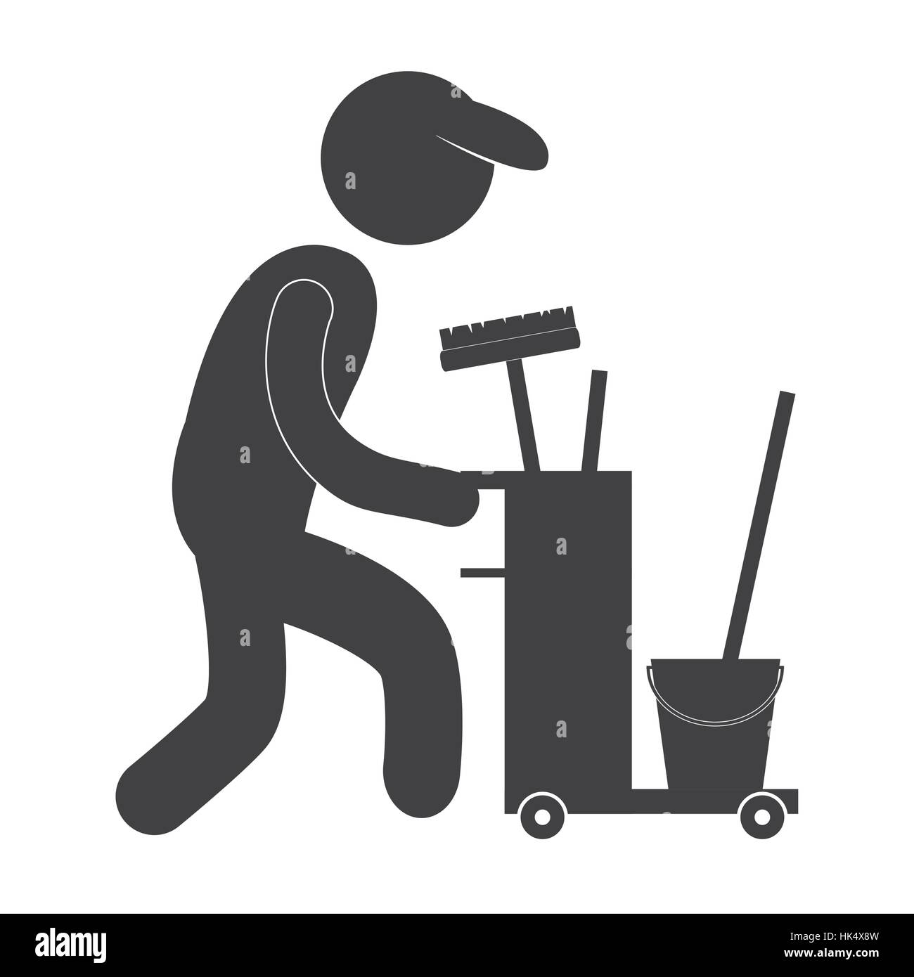 Reinigung Service Arbeitnehmer Piktogramm Symbol Bild Vektor ...