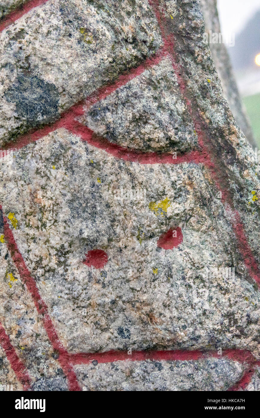 Runenstein auf ein Feld mit Runen Inschrift, Runen etwa 1000 A.D ...