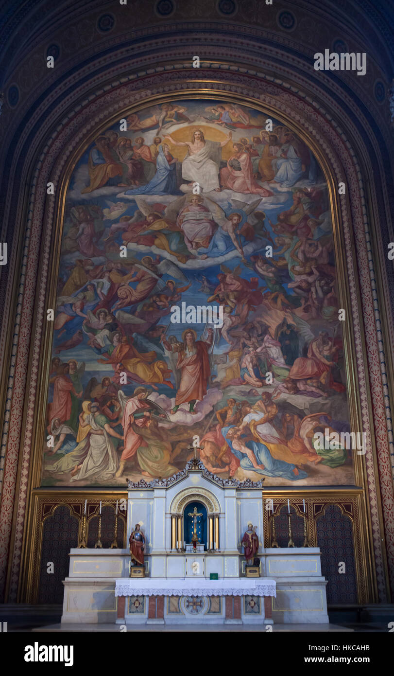 Jüngsten Gericht. Altar-Fresko in der Ludwigskirche (St. Louis Church ...
