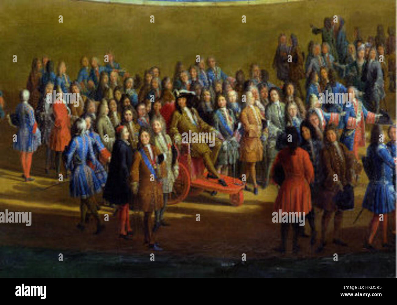 Dieses Gemälde zeigt Ludwig XIV. Von Frankreich in der großartigen Umgebung des Apollonbades im ...