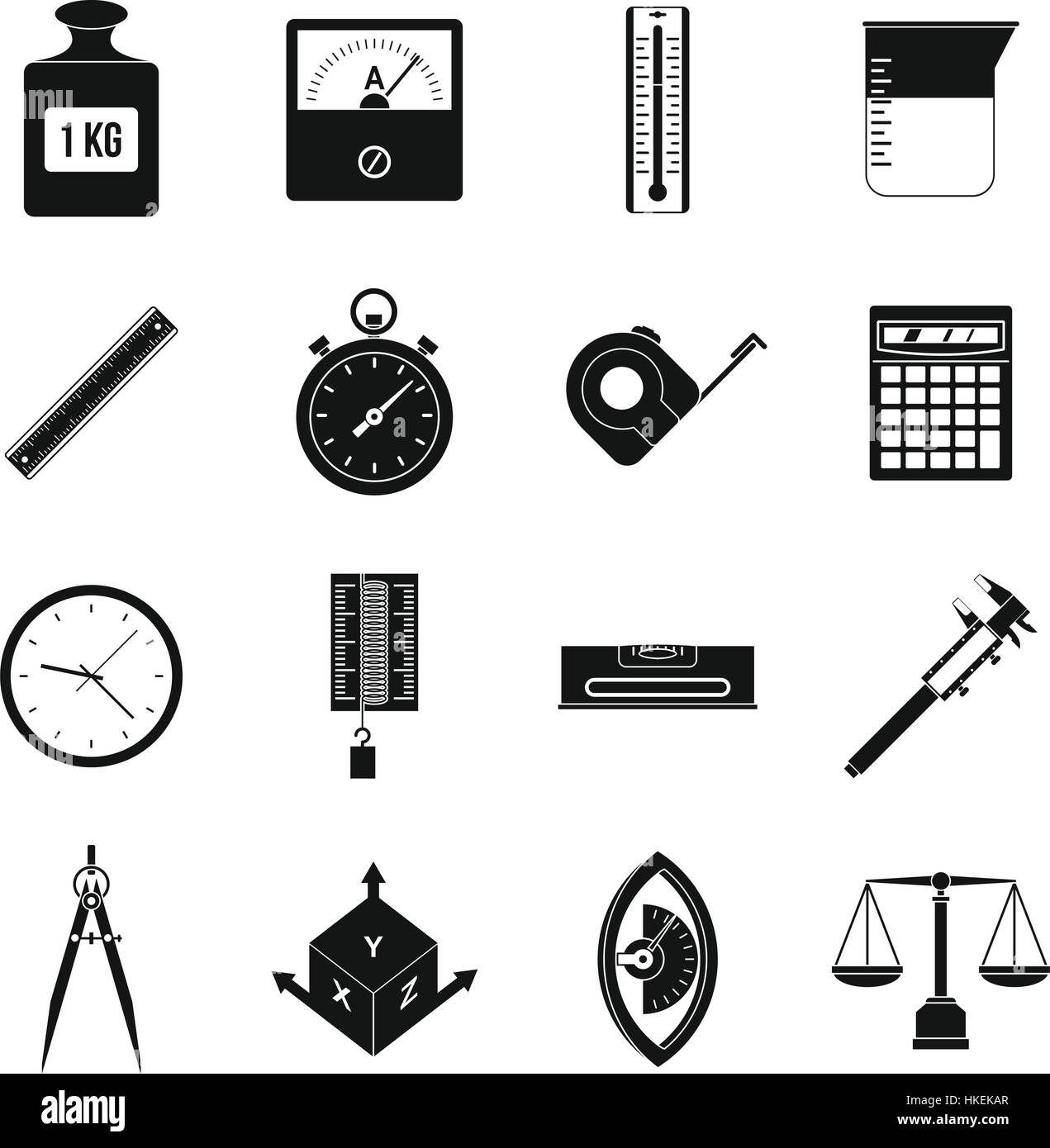 Messen Sie präzise Icons Set. Einfache Darstellung von 16-Maßnahme ...