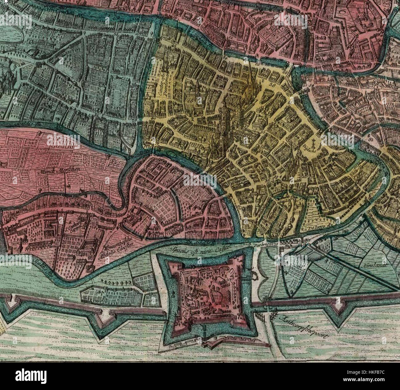 Eine detaillierte Karte von Gent aus dem Jahr 1780 von M. Seutter und J ...