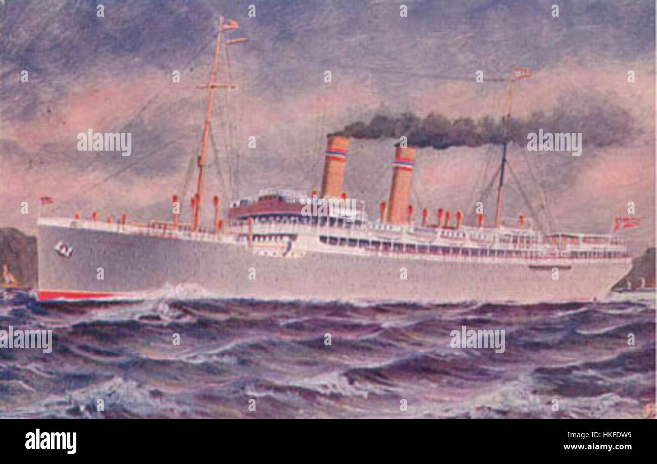 Die SS Kristianinafjord war ein norwegisches Passagierschiff, das Mitte ...