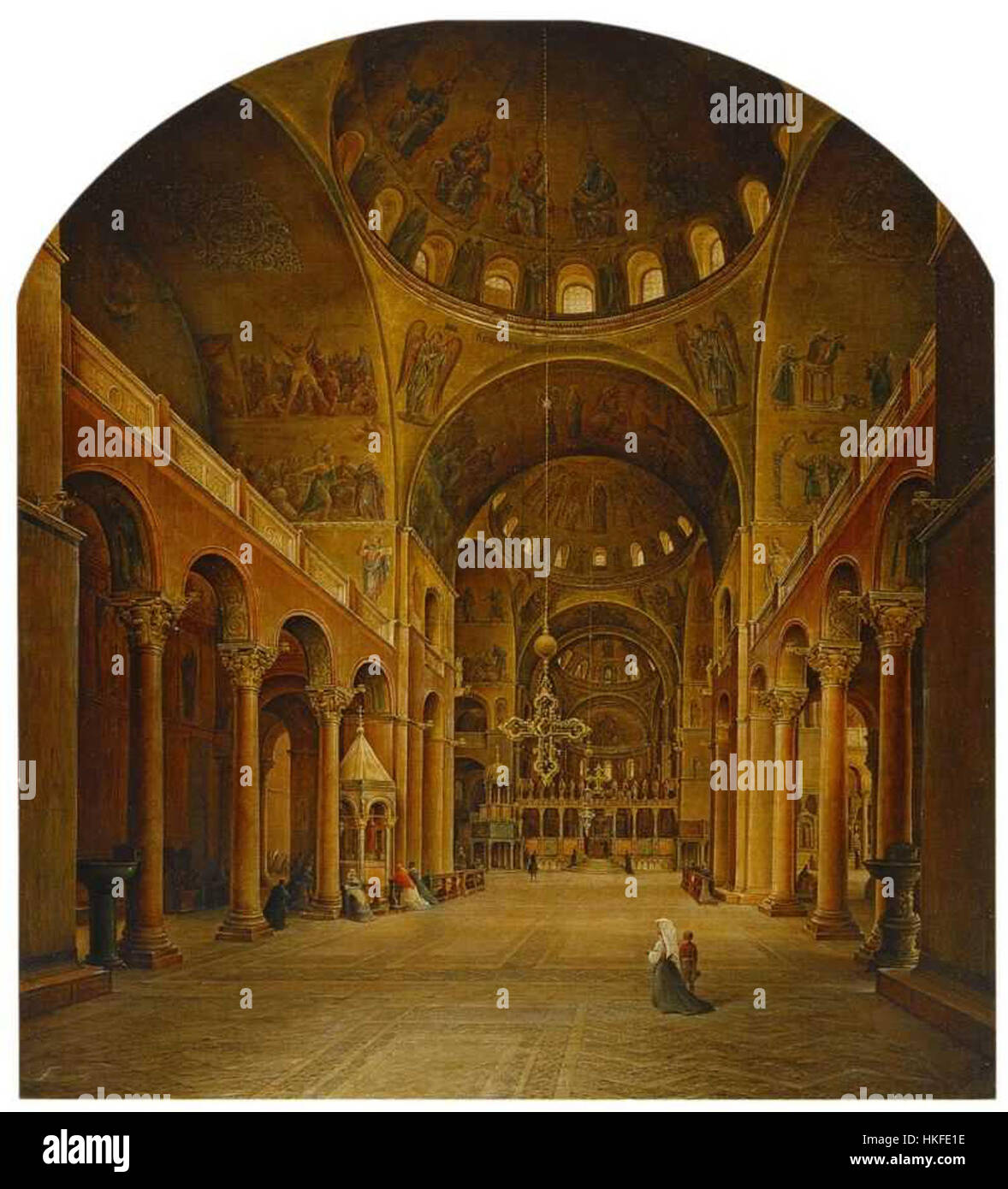 Diese Innenaufnahme der Basilika di San Marco (Basilika San Markâ) in Venedig zeigt die ...