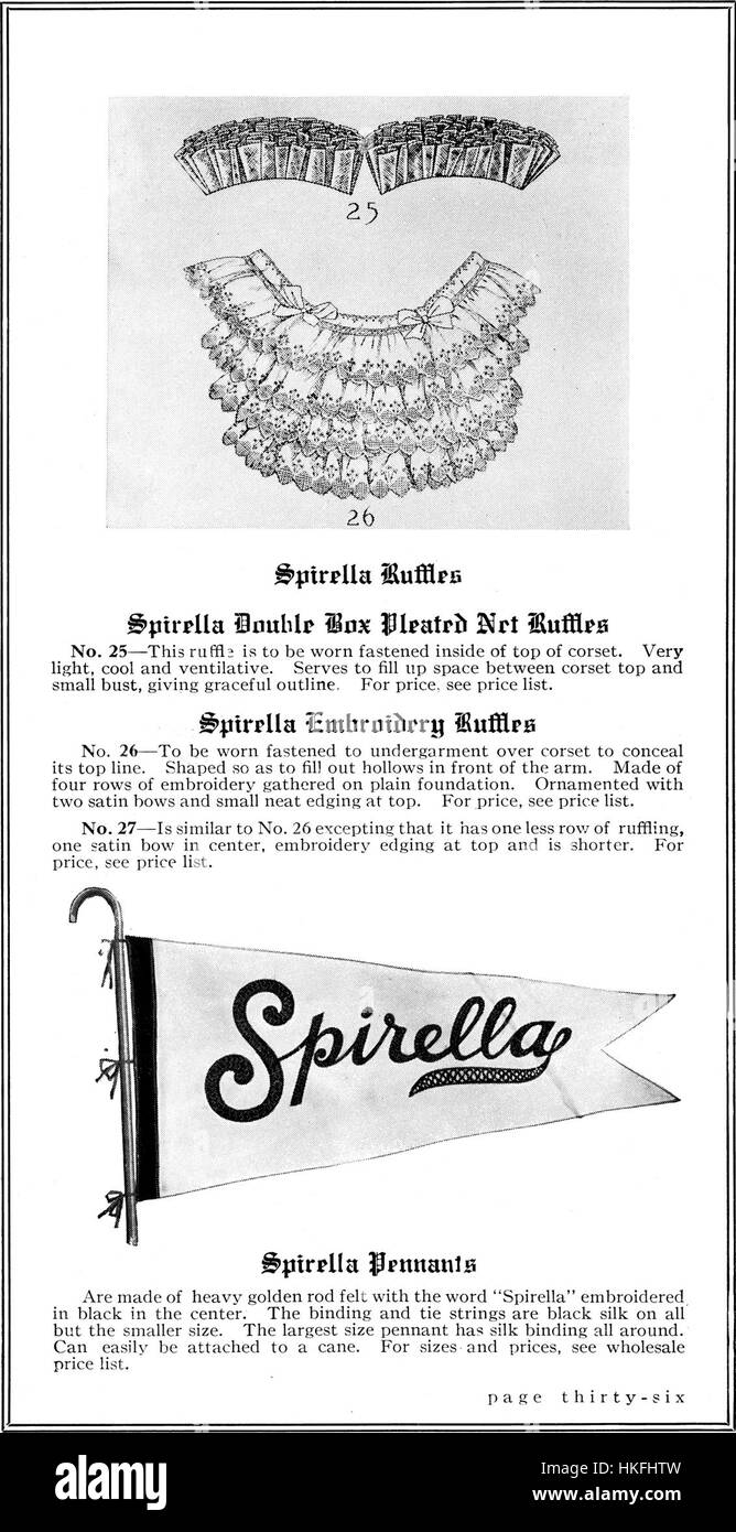 Eine historische Illustration von Spirella Accessories, 1913, zeigt ...