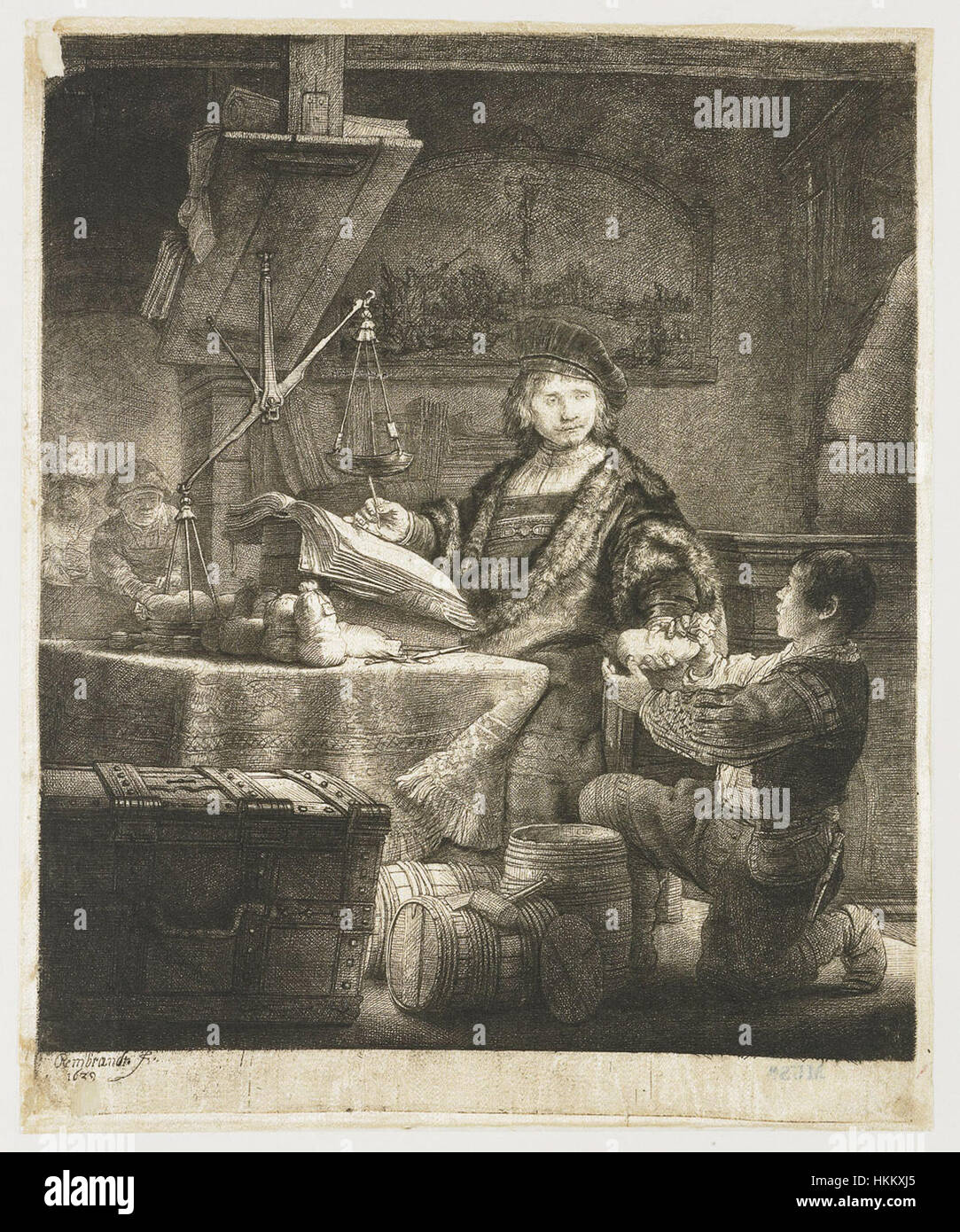 Dieses Werk mit dem Titel „B281 Rembrandt“ wird dem niederländischen Meister Rembrandt van Rijn ...