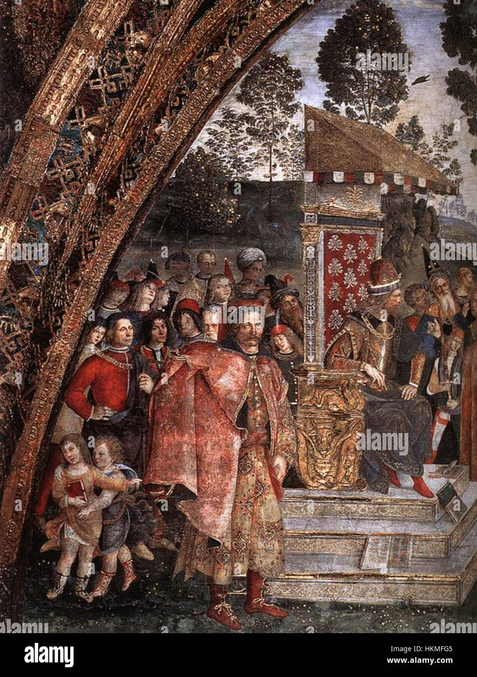 Das Fresko „Appartamento Borgia“, das die „Disputa di Santa Caterina“ darstellt, ist ein ...