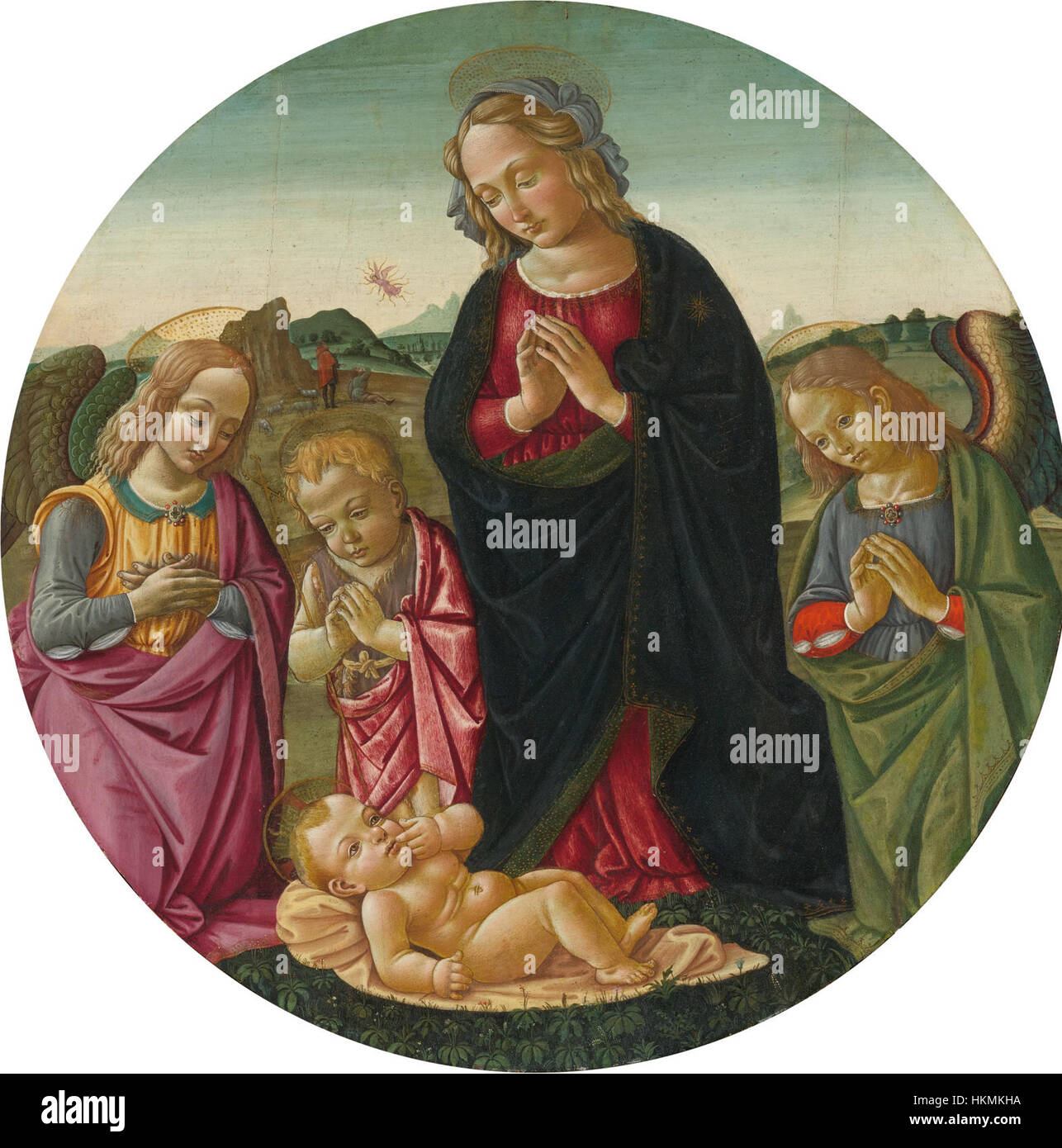 Bartolomeo di Giovanni die Madonna mit Kind Johannes dem Täufer anbetend das Christkind ...